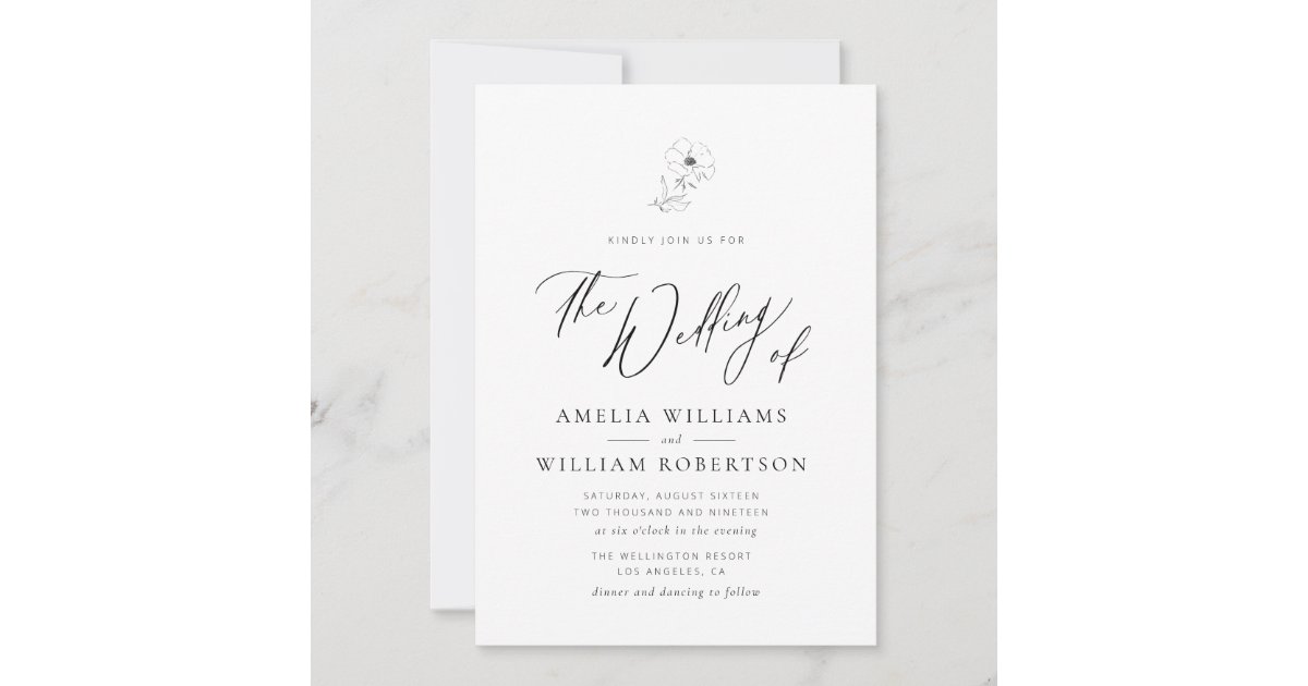 modern elegant script wedding invitation | Zazzle