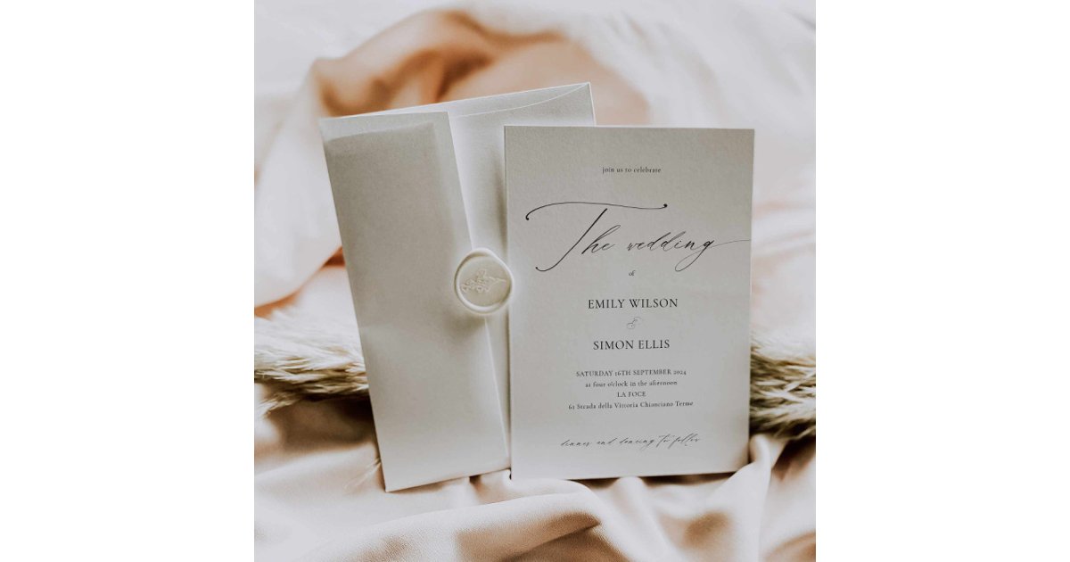 Modern Elegant Script Wedding Invitation | Zazzle