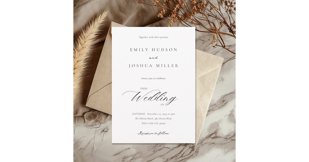 Modern Elegant Script Wedding Invitation | Zazzle