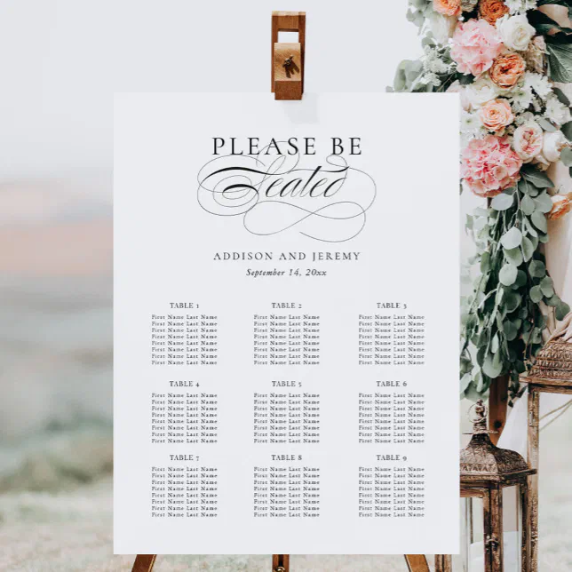 Modern Elegant Script Wedding Seating Chart Foam Board | Zazzle