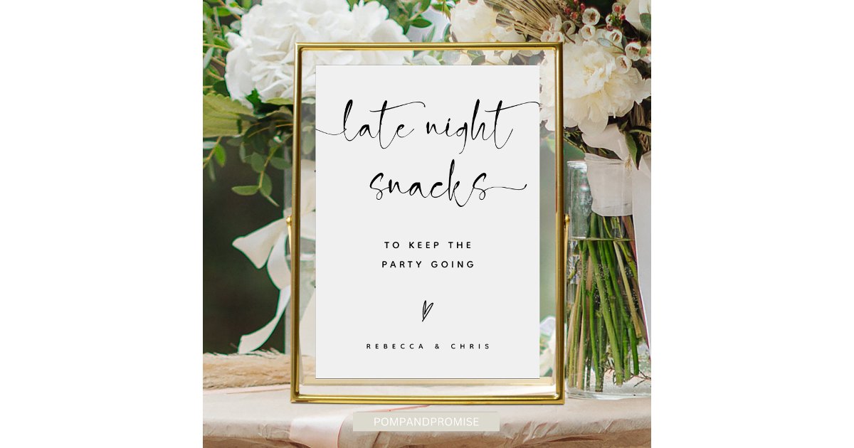 Modern Elegant Script Wedding Snack Station Sign | Zazzle