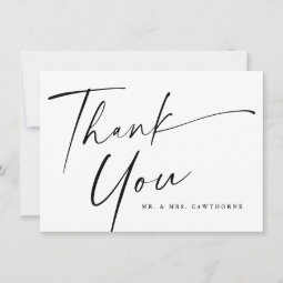 Modern Elegant Script Wedding Thank You Card | Zazzle