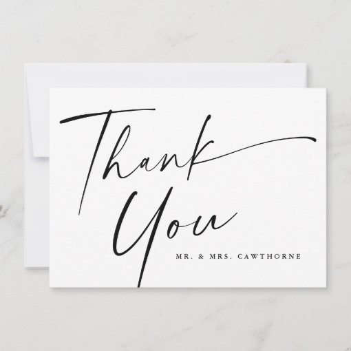 Modern Elegant Script Wedding Thank You Card | Zazzle