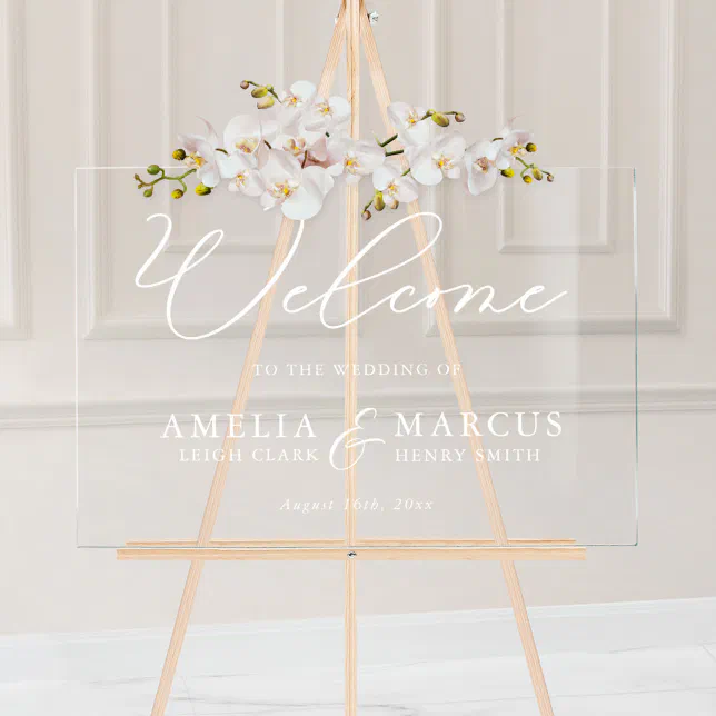 Modern Elegant Script Wedding Welcome Acrylic Sign | Zazzle