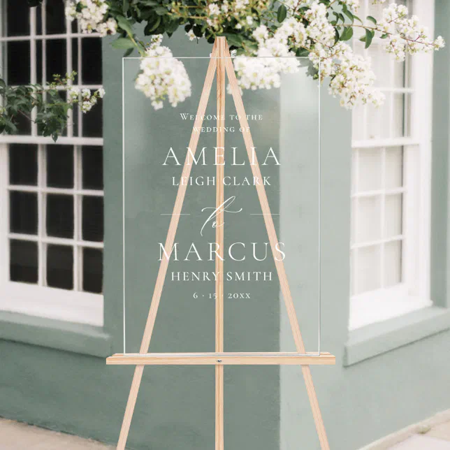 Modern Elegant Script Wedding Welcome Acrylic Sign | Zazzle
