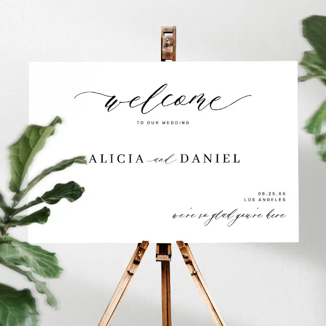 Modern elegant script wedding welcome sign | Zazzle