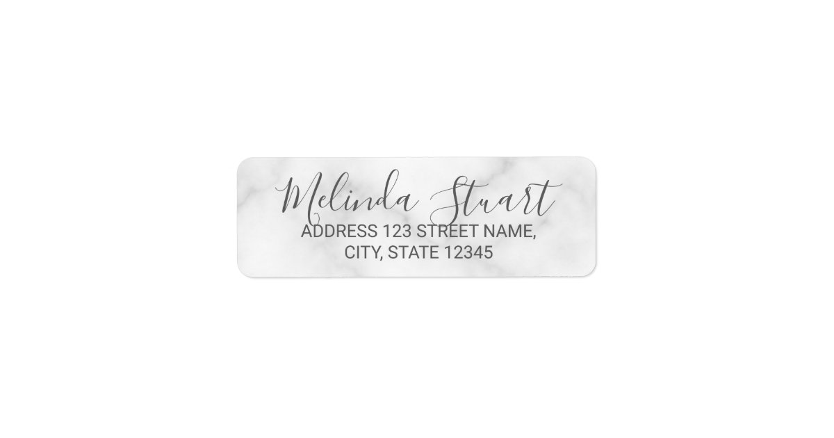 Modern Elegant Script White Marble Label | Zazzle