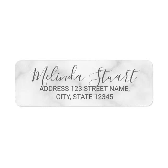 Modern Elegant Script White Marble Label | Zazzle