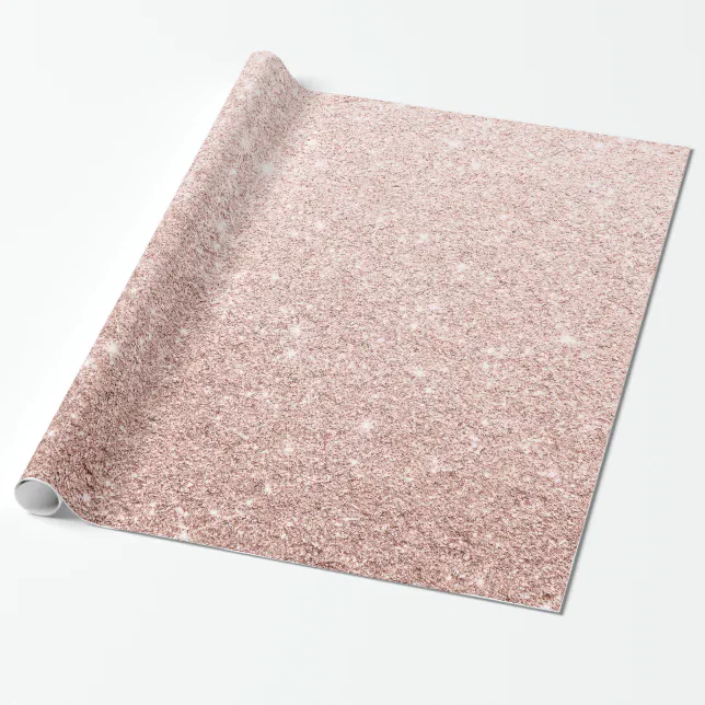 Modern Elegant Shiny Pink Rose Gold Glitter Wrapping Paper | Zazzle