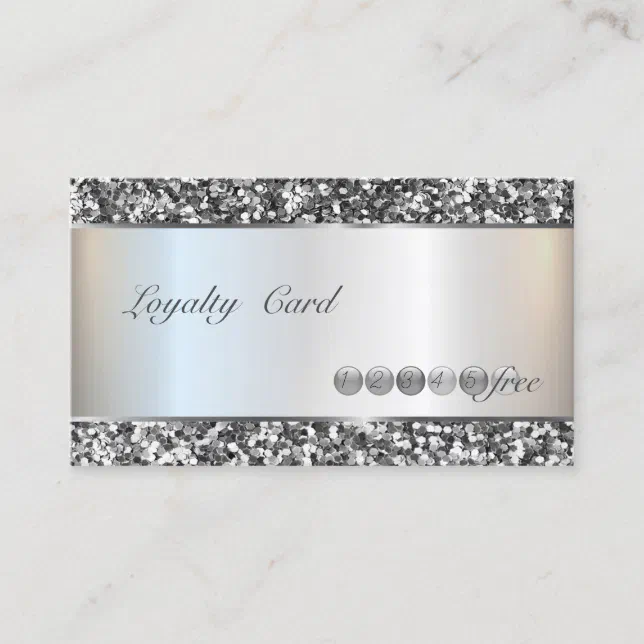 Modern Elegant,Silver Glitter Striped Loyalty Card | Zazzle