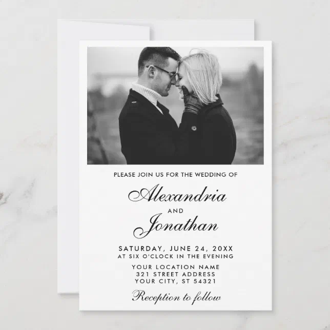 Modern Elegant Simple Couple Photo Wedding Invitation | Zazzle