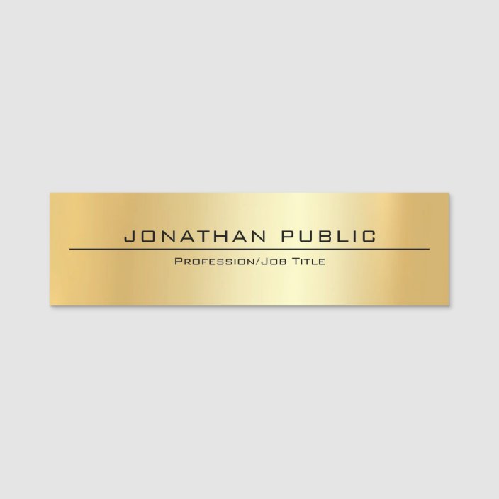 Modern Elegant Simple Design Faux Gold Template Name Tag | Zazzle.com