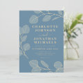 Modern Elegant Simple Leaves Blue Invitation | Zazzle