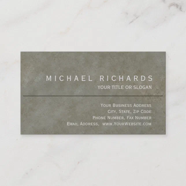 Modern Elegant Simple Plain Stone Wall Business Card | Zazzle