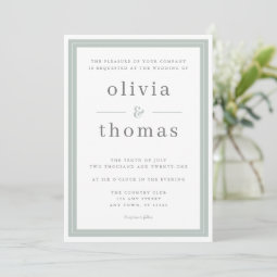 Modern Elegant Simple Sage Green Border Wedding Invitation | Zazzle