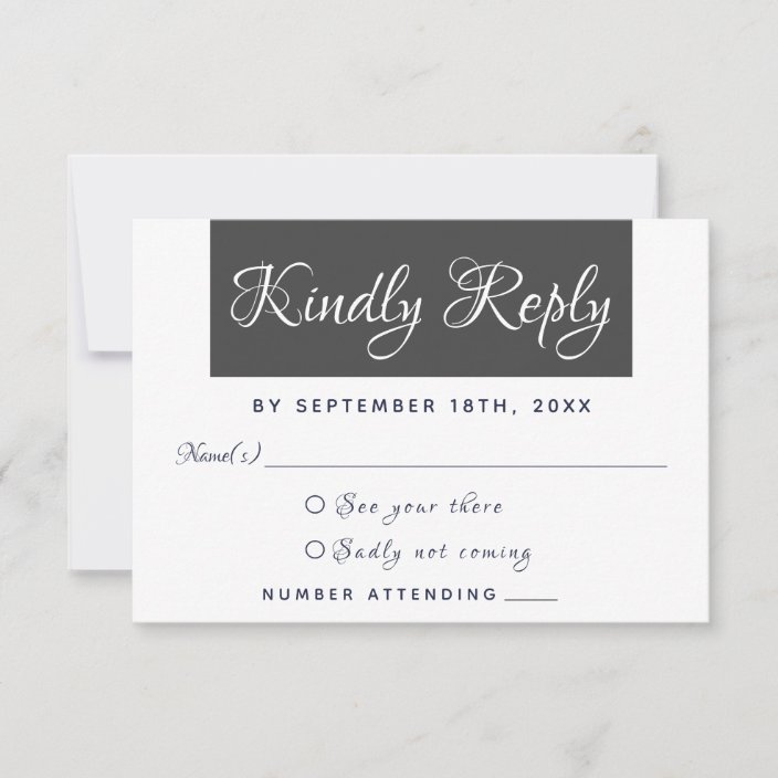 Modern Elegant Simple Script Kindly Reply RSVP Card | Zazzle.com