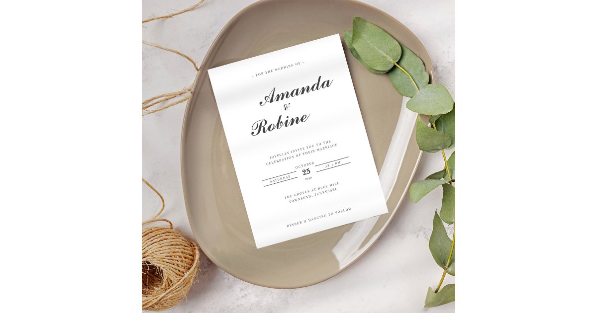 Modern Elegant Simple Wedding Invitation | Zazzle