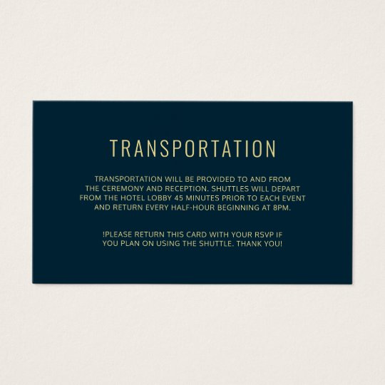 Modern Elegant Simple Wedding Transportation Card | Zazzle.com