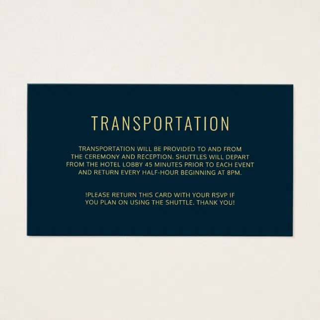Modern Elegant Simple Wedding Transportation Card | Zazzle