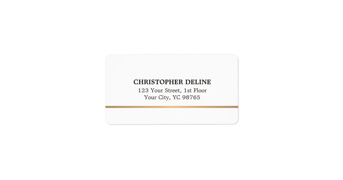 Modern Elegant Simple White Faux Copper Line Label | Zazzle