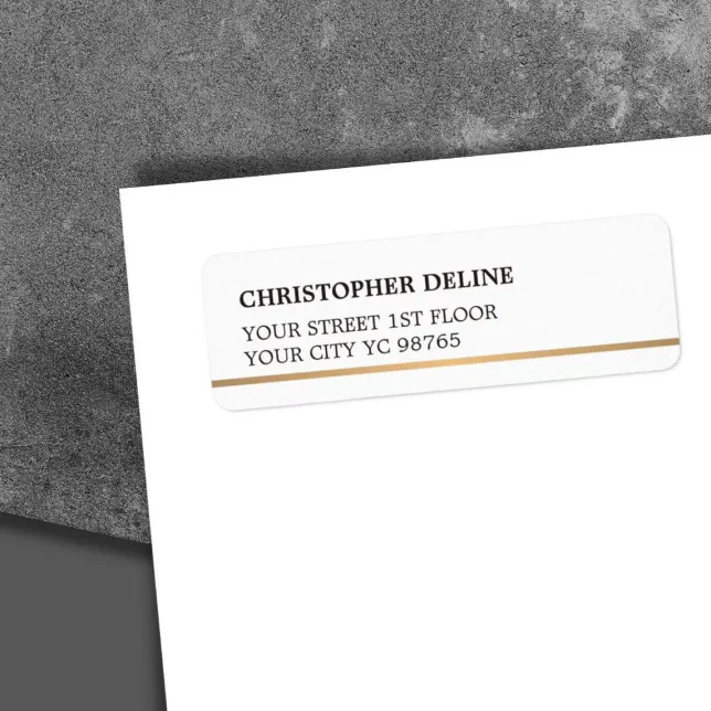 Modern Elegant Simple White Faux Copper Line Label | Zazzle