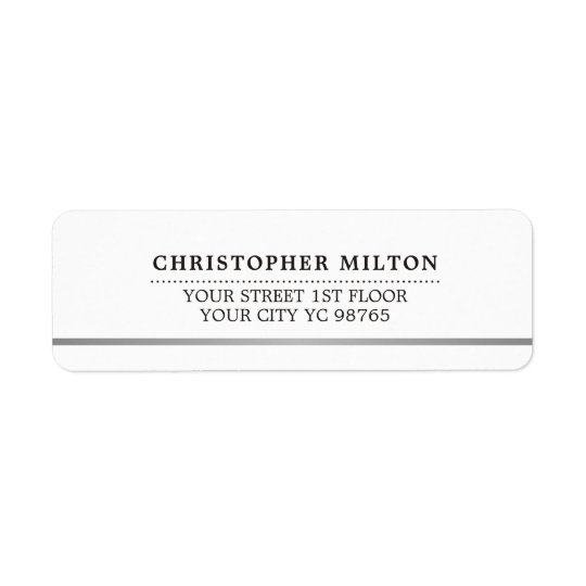 Modern Elegant Simple White Faux Silver Line Label | Zazzle.com