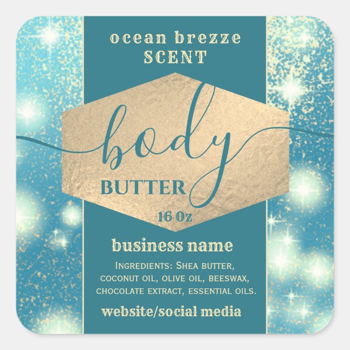 Modern elegant sparkle script body butter label | Zazzle.com