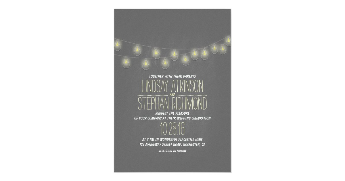 Modern Elegant String Lights Wedding Invitation | Zazzle.com