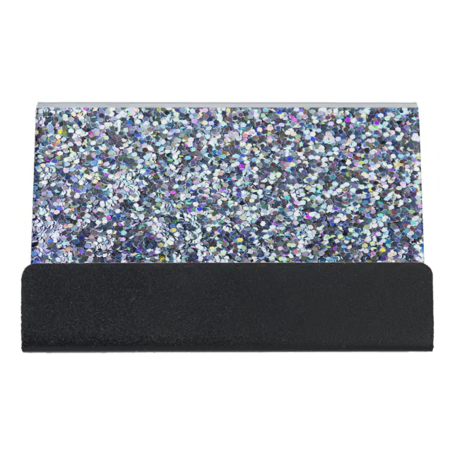 Modern Elegant Stylish Glittery Desk Business Card Holder | Zazzle