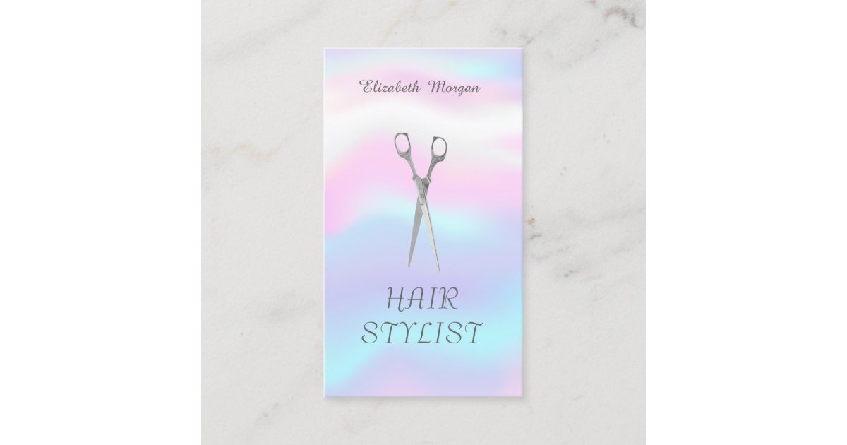 Modern Elegant Stylish Holographic ,Scissors Business Card | Zazzle
