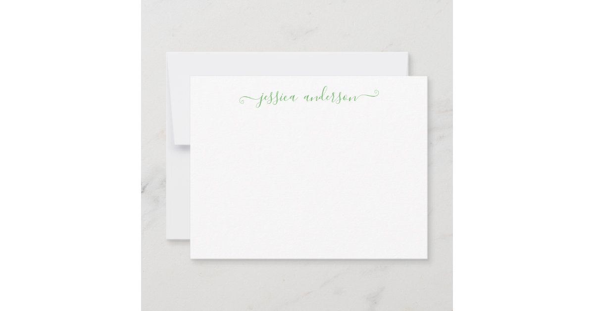 Modern Elegant Stylish Simple Light Green Script Note Card | Zazzle