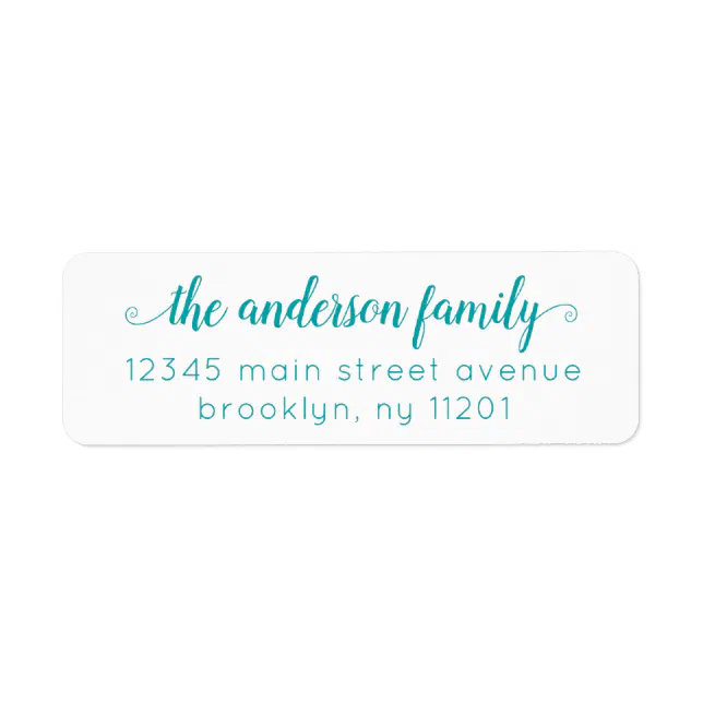 Modern Elegant Stylish Teal Green Script Family Label | Zazzle