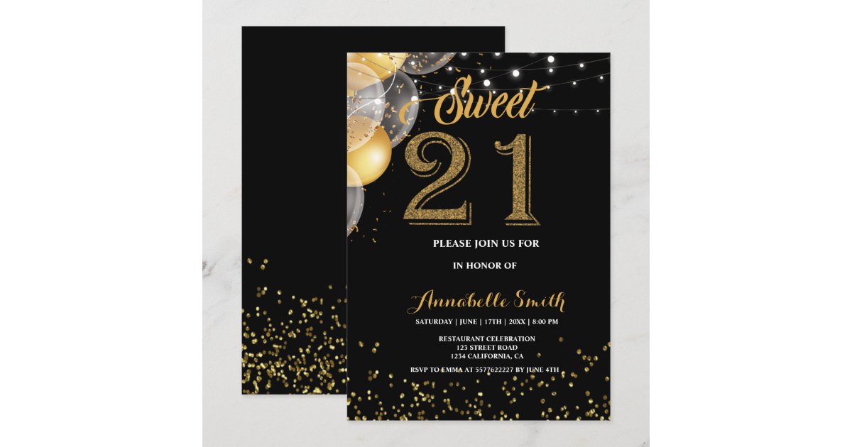 Modern elegant sweet 21 invitation | Zazzle