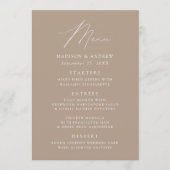 Modern Elegant Taupe Wedding Menu | Zazzle