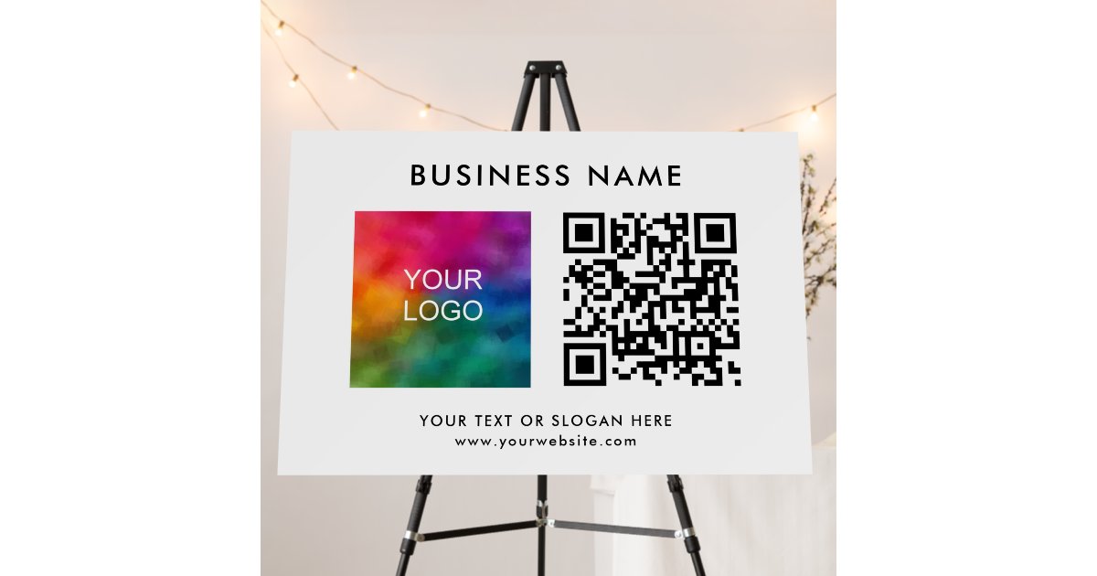 Modern Elegant Template Business Logo QR Code Foam Board | Zazzle