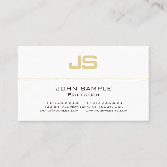 Modern Elegant Template Gold Initial Monogram Business Card | Zazzle