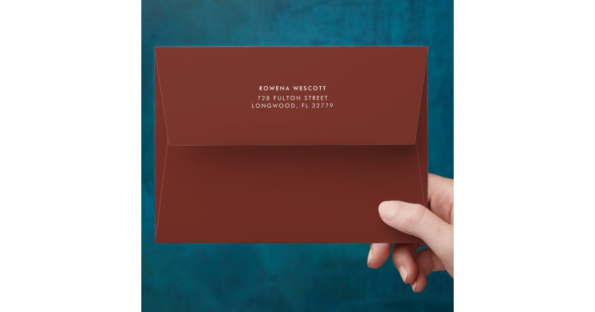 Modern elegant terracotta wedding envelope | Zazzle
