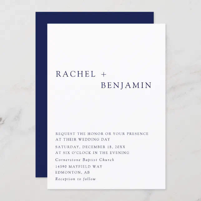 Modern Elegant Timeless Minimalist Classic Blue Invitation | Zazzle