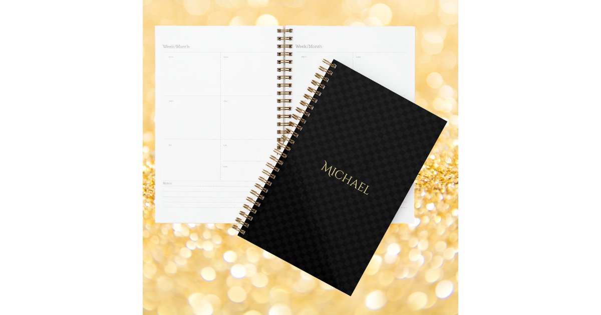 Modern Elegant Trendy Black Gold Weekly & Monthly Planner | Zazzle