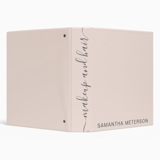 Modern elegant trendy blush pink makeup hair 3 ring binder | Zazzle