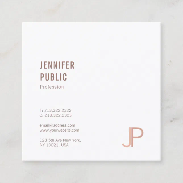 Modern Elegant Trendy Design Initials Template Top Square Business Card ...