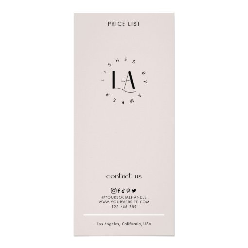 Modern Elegant Trendy Logo Business Price List Rack Card | Zazzle
