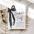 Modern Elegant Trendy Stylish Black Bow Graduation Invitation | Zazzle
