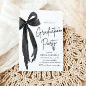 Modern Elegant Trendy Stylish Black Bow Graduation Invitation | Zazzle