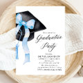 Modern Elegant Trendy Stylish Blue Bow Graduation Invitation | Zazzle