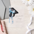 Modern Elegant Trendy Stylish Blue Bow Graduation Vellum Invitations ...