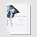 Modern Elegant Trendy Stylish Blue Bow Graduation Vellum Invitations ...