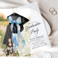 Modern Elegant Trendy Stylish Blue Bow Graduation Vellum Invitations ...