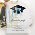Modern Elegant Trendy Stylish Blue Bow Graduation Vellum Invitations ...