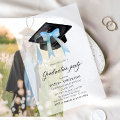 Modern Elegant Trendy Stylish Blue Bow Graduation Vellum Invitations ...